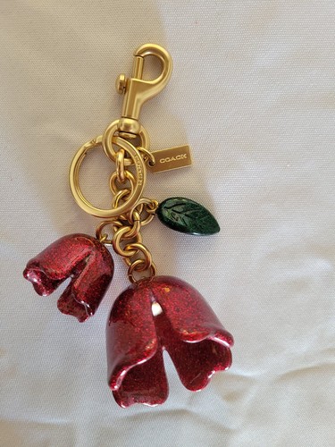 COACH Resin Glitter Tea Rose and Leaf Handbag Charm/Keychain | eBay