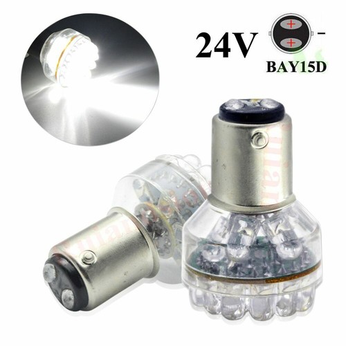 2X 24V 1157 LED Bulbs White Dual Filament Indicator Tail Light for ...