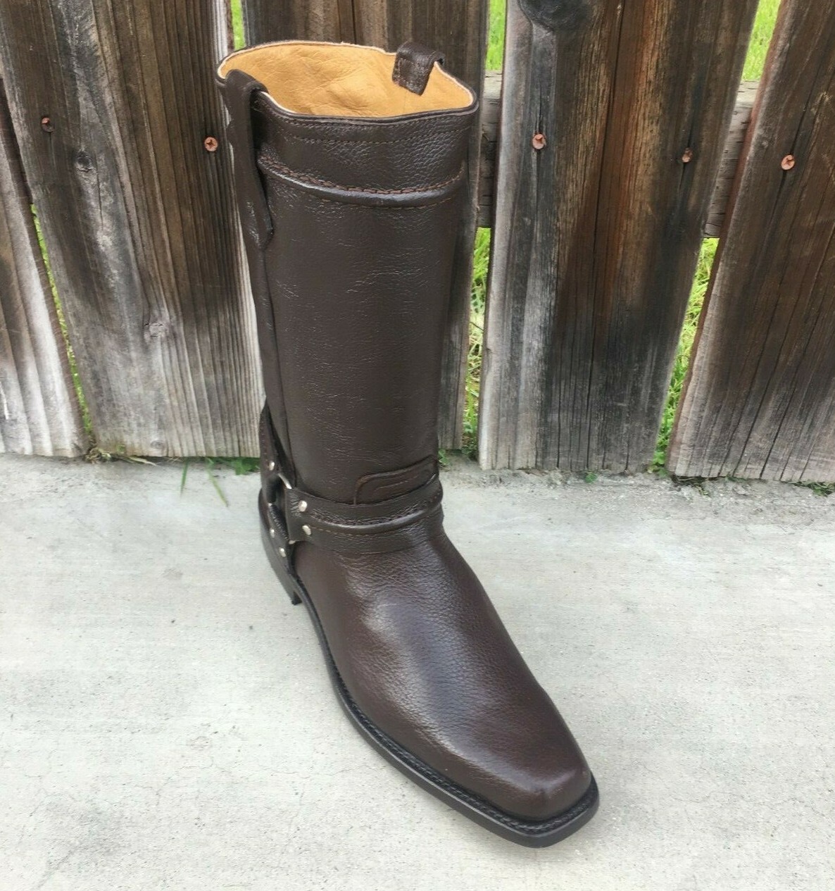 Men's Western Cowboy Harness Leather Biker Motorcycle Boots Handmade ...