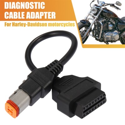 Motorcycle 4 Pin to 16 Pin OBD2 Diagnostic Cables Adapter For Harley ...