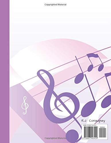 Blank Sheet Music Notebook Large 8.5" x 11" | WHITE PAPER | Purple ...