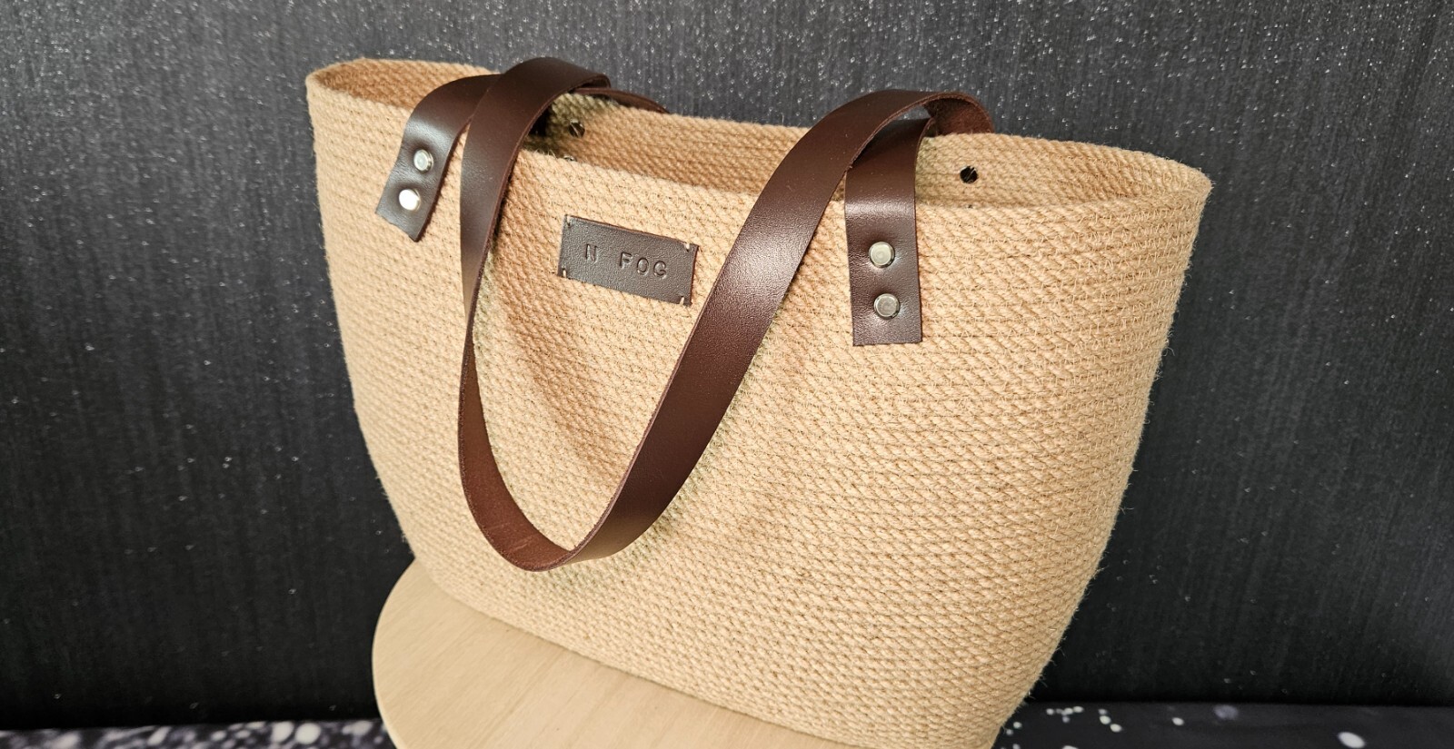 Handmade jute rope bag,spacious tote bag,leather handles,sturdy and ...