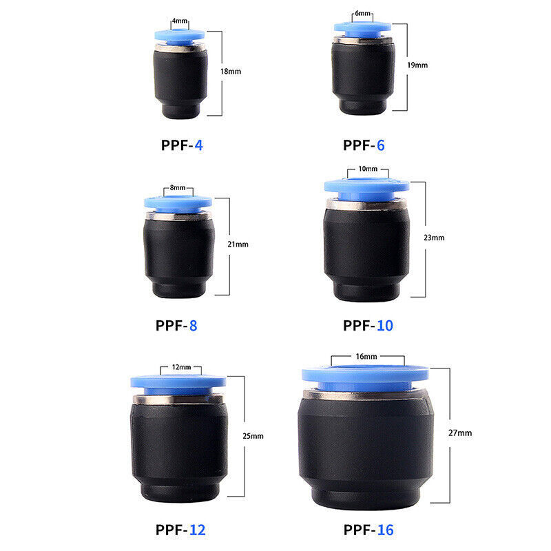 4 6 8 10 12 16mm Pneumatic Push In Fitting Plugs End Caps For Air Tube ...