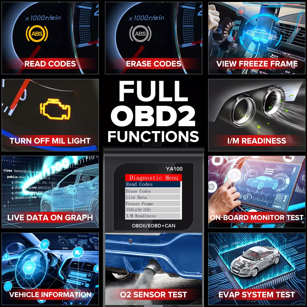 2025 YA100 Car OBD2 EOBD Scanner Diagnostic Tool Fault Code Readers ...