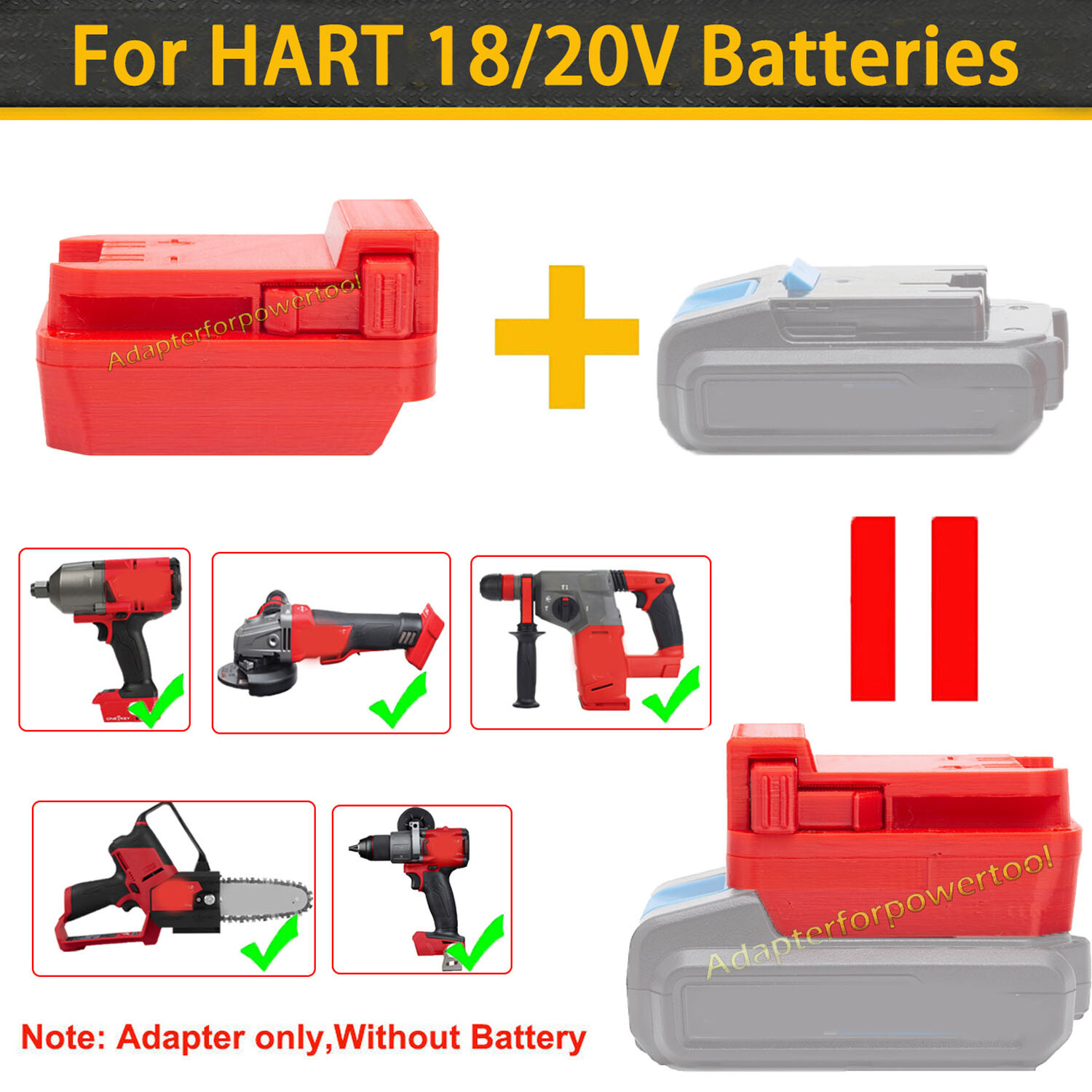 Adapter For HART 18V 20V Li-Ion Battery To For Milwaukee 18V Cordless ...