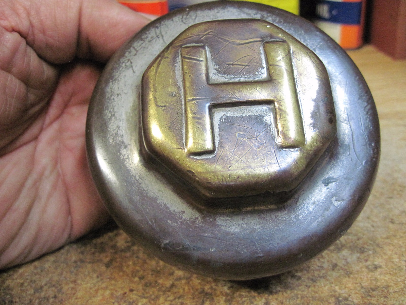HUPMOBILE brass grease cap wheel barring dust cover automobile hubcap ...