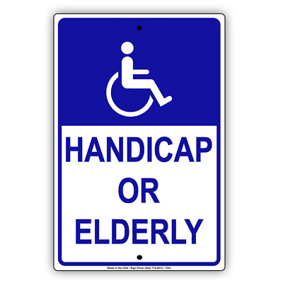 Handicap Or Elderly Reserved Sitting Parking Novelty Aluminum Notice ...