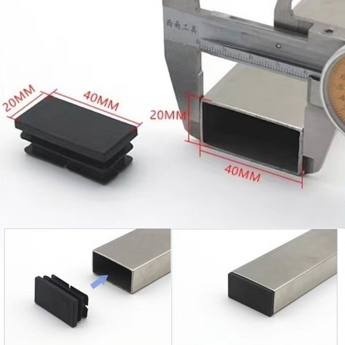 Rectangle Plastic Black Blanking End Cap Caps Tube Pipe Inserts Plug ...