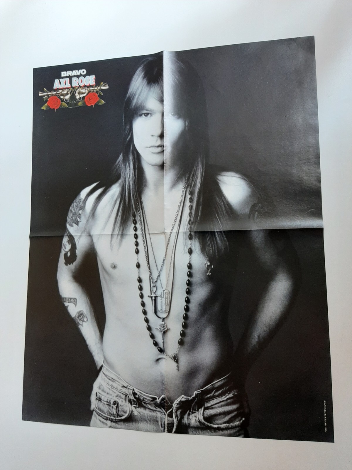 David Hasselhoff 4 page poster original vintage Axl Rose pinup 1980s or ...