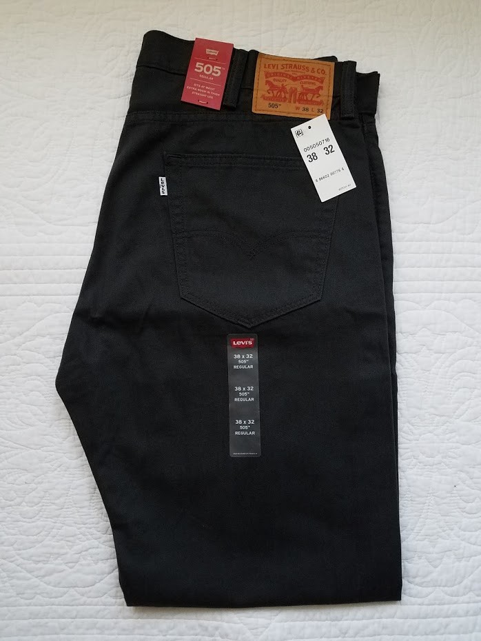 NEW Men's Levis 505 Regular Jeans Straight Leg 005050716 Dark Gray Red ...
