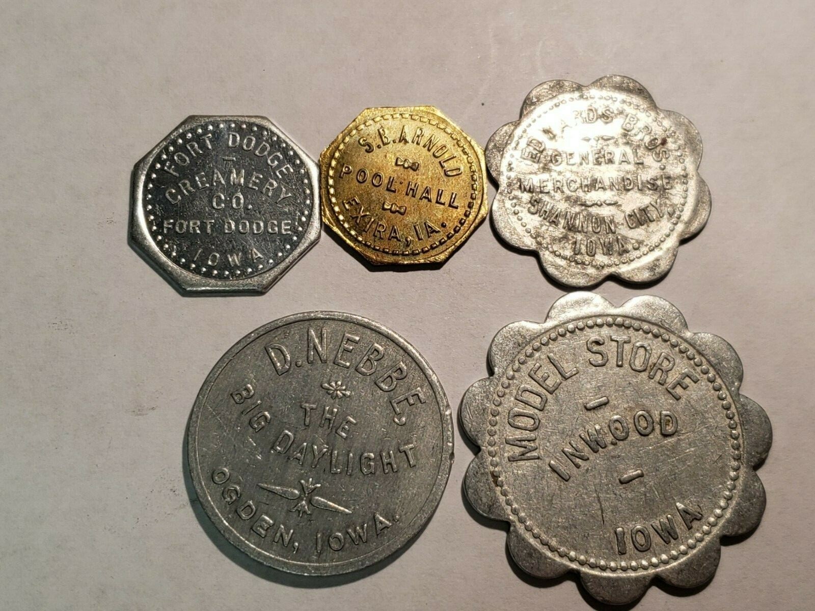 5 OLD Iowa TOKENS,SEE PICTURES L1020 | eBay