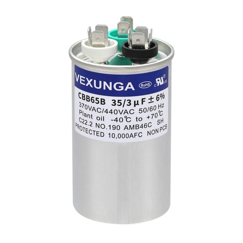 35/3 uF 35+3 MFD 370VAC or 440VAC Dual Run Start Round A/C Capacitor ...