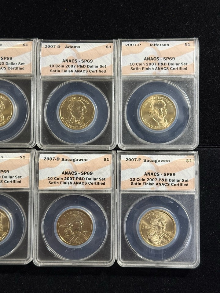 2007 P&D (10) Coin Satin Finish Dollar Set ANACS SP69 Item #795 | eBay