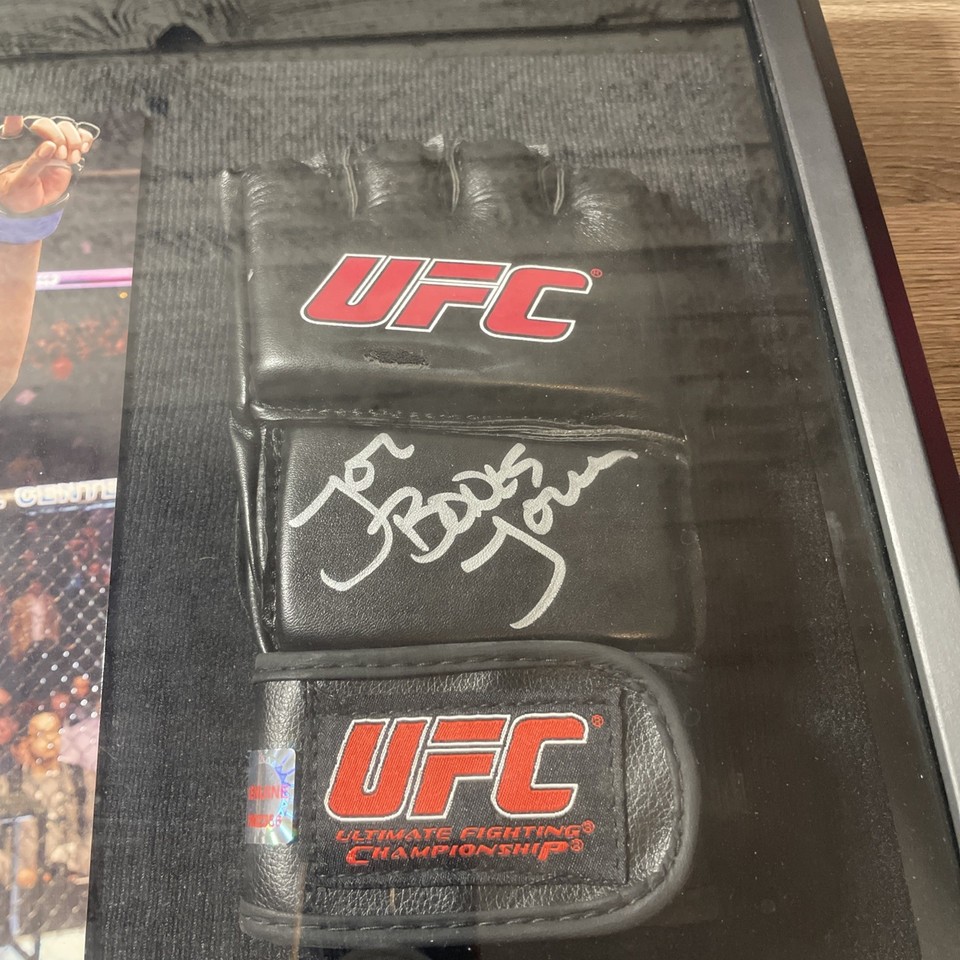 Jon “Bones” Jones Fighter Autographed UFC MMA Glove. Shadowbox 17”x13 ...