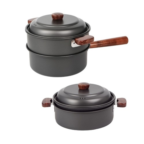 3L Outdoor Cookware Camping Steamer Aluminum Alloy Body Beech Wood ...