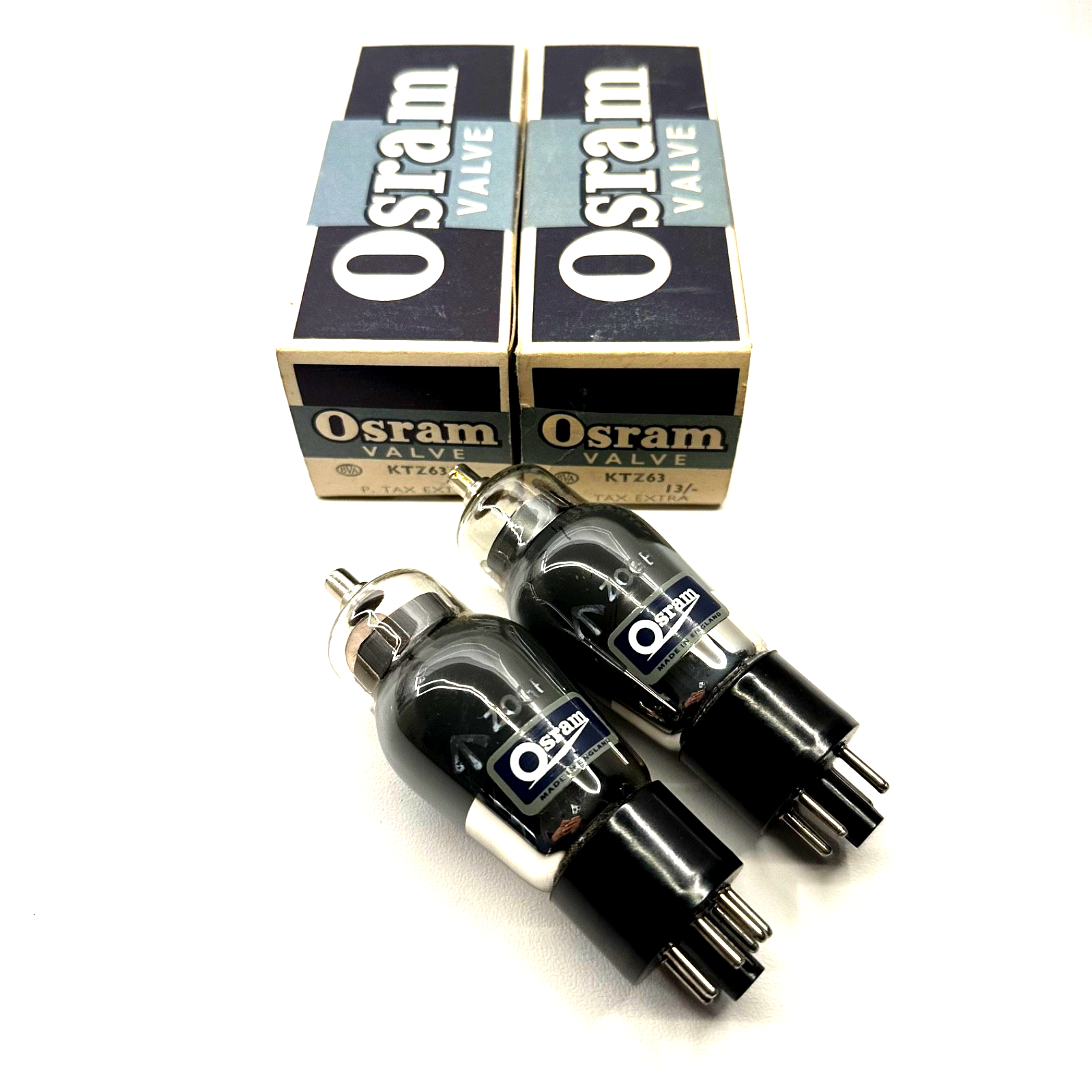 Matched Pair KTZ63 Octal Base Grey Glass NOS Osram UK Valve Tubes (VT10 ...