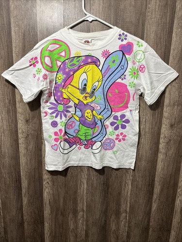 Vtg Looney Tunes Tweety Bird 1996 Psychedelic Peace Hippie 100% Cotton ...
