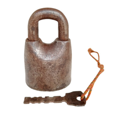 1900's Old Vintage Antique Iron Strong Solid Heavy Big Lock With Key ...
