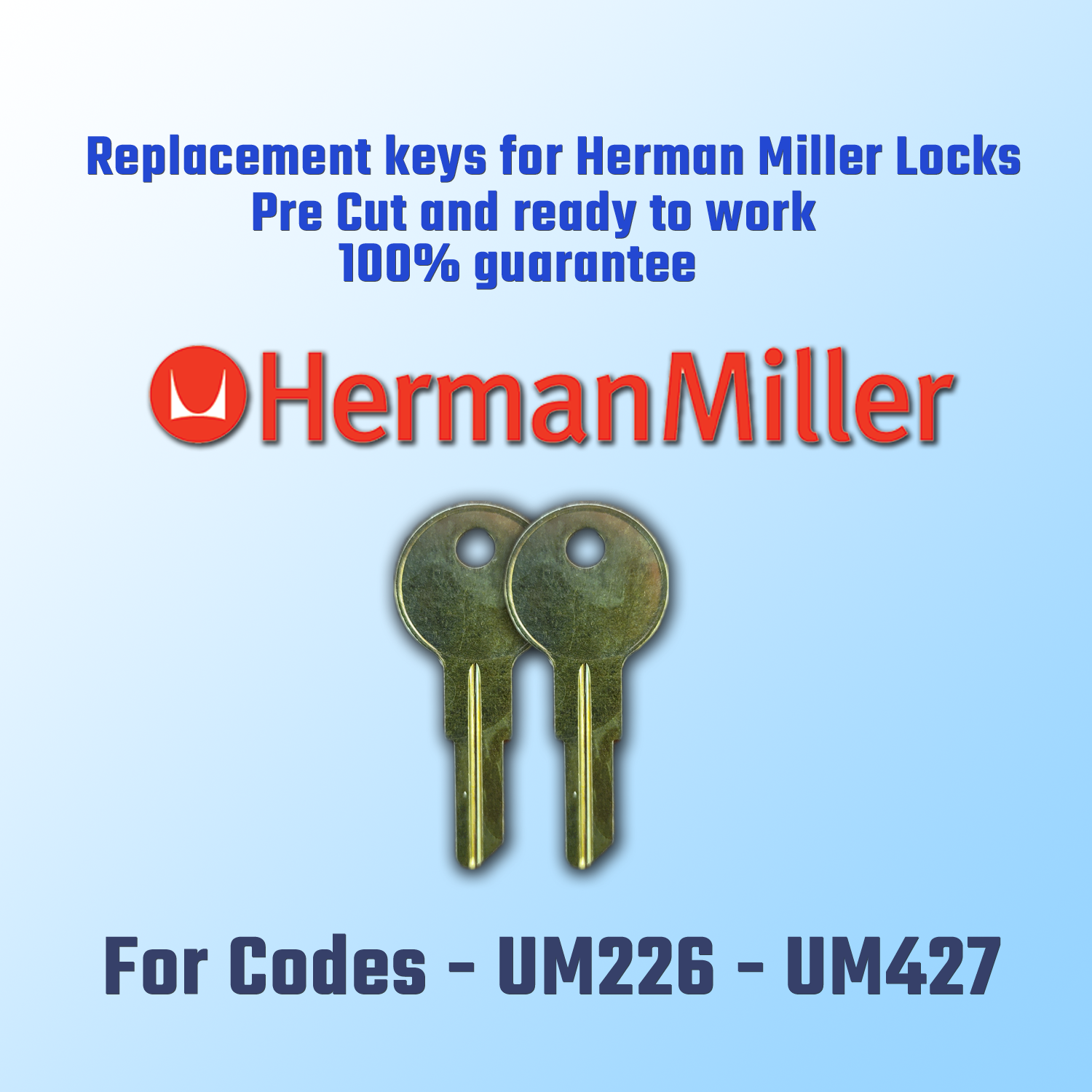 UM226-UM427, 2 New keys for Herman Miller Locks. Cut to your code ...