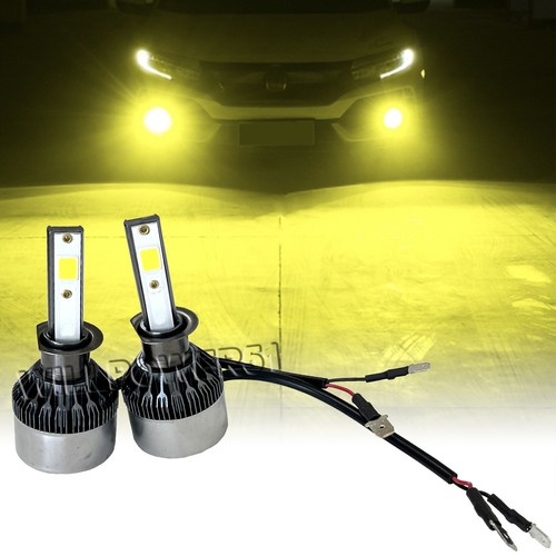 2PCS HIGH BEAMS 55W LED H1 Bulbs HIGH POWER COB Yellow W1 Fits JAE | eBay