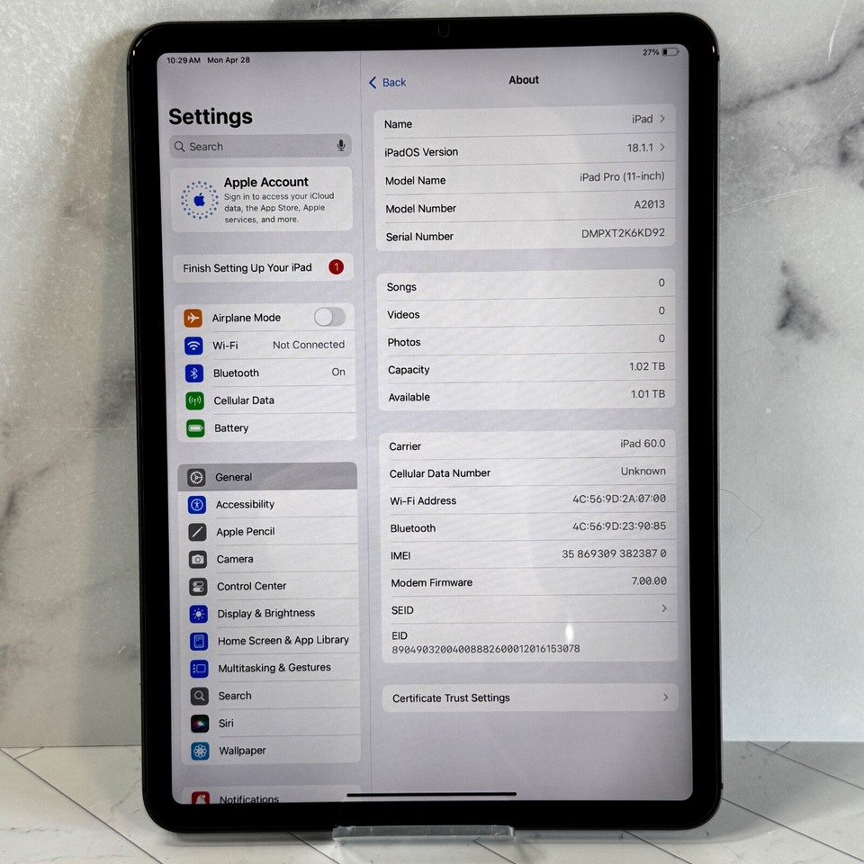 Good Condition Apple iPad Pro 11" 1st Gen. 1TB Space Gray Unlocked ...