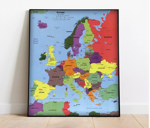 2004 CIA Map Europe Wall Art Poster Print Office HomeSchool Education ...