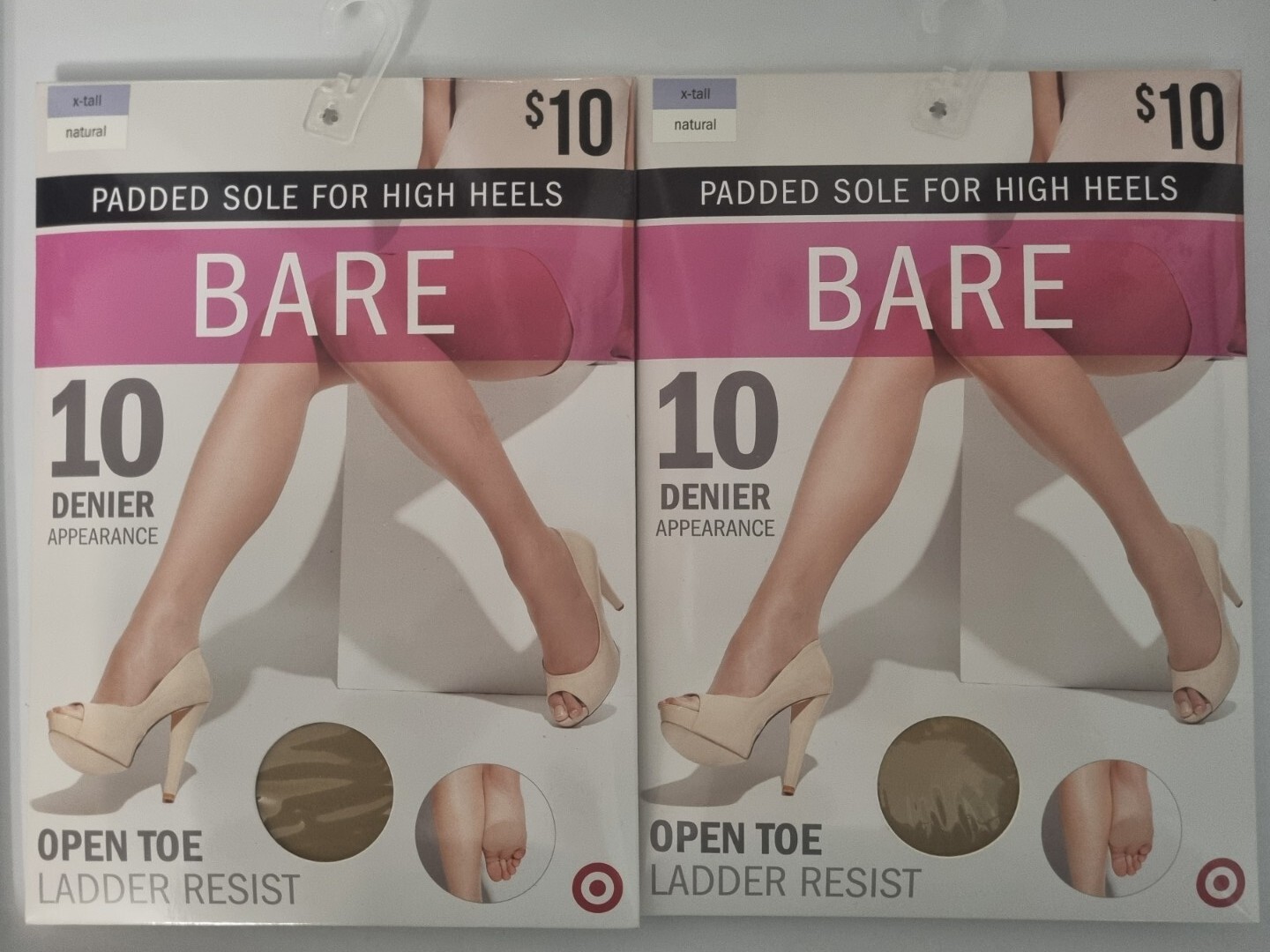 Target Stockings 'Peep Toe' X Tall 10 Denier Natural (Beige) 1 Pair x 2 ...