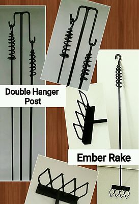 Wood Stove/Fireplace Ember Rake 36" & Ground Post, Made by Blacksmith ...