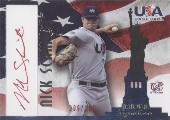 2007 USA Baseball - National Signature Nick Schmidt #A-17 Red Ink /100 ...