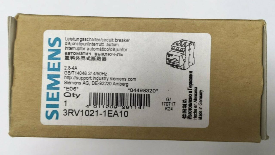 New In Box 1PC Siemens motor protection circuit breaker 3RV1021-1EA10 ...
