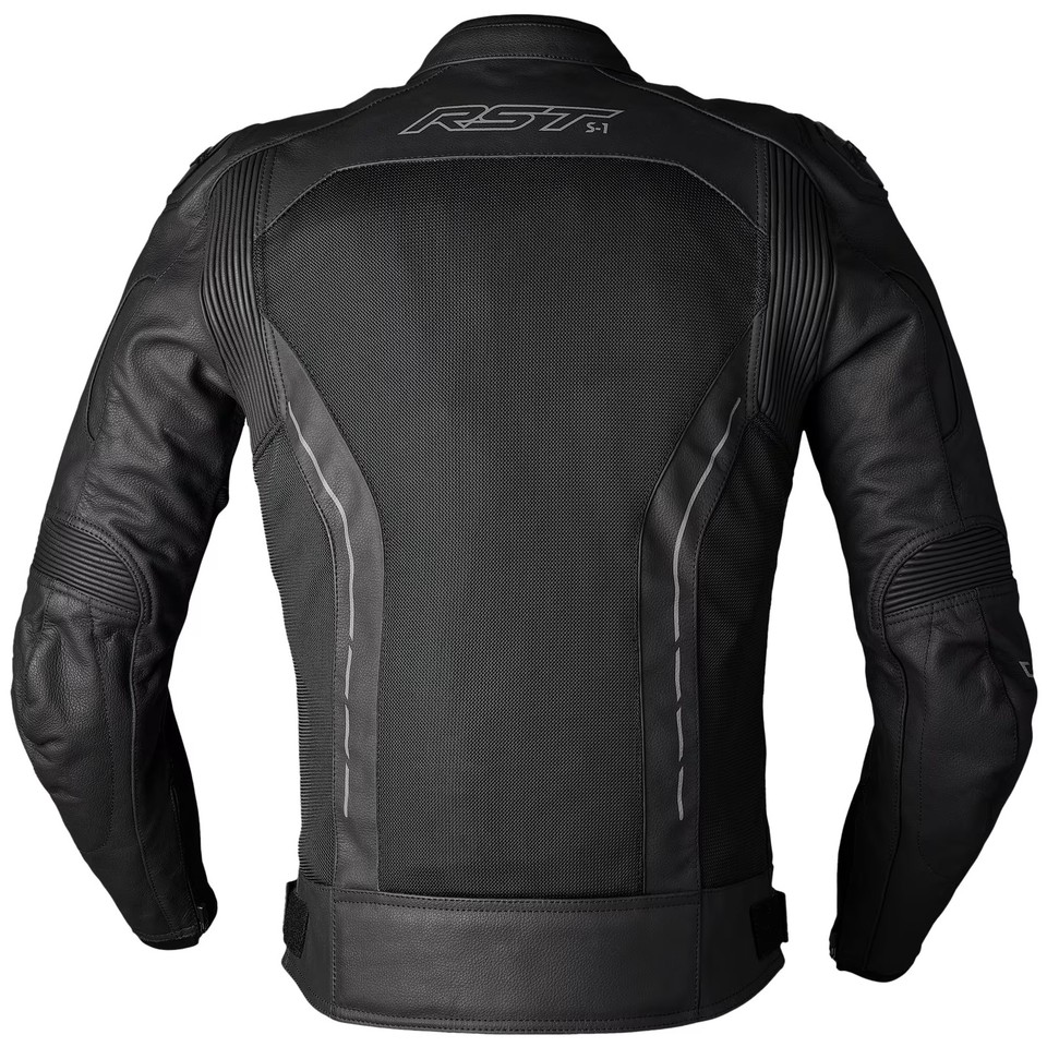 RST S1 Mesh CE Leather Jacket Motorbike Motorcycle Black / Black | eBay UK
