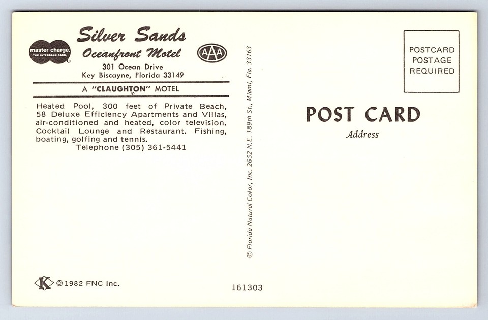 Postcard Key Biscayne Florida Silver Sands Oceanfront Motel Multi View ...