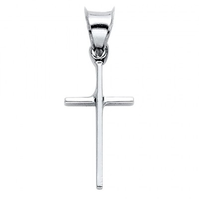 14K Solid White Gold Classic Slender Cross Religious Pendant | eBay