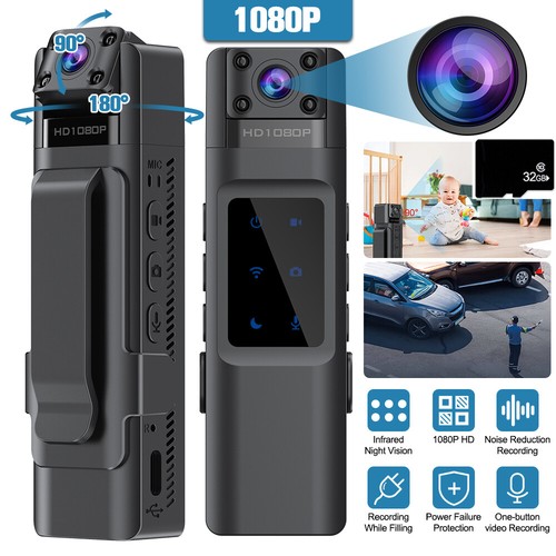 32GB Portable Police Body Camera Cam 1080P Camcorder Back Clip Video ...