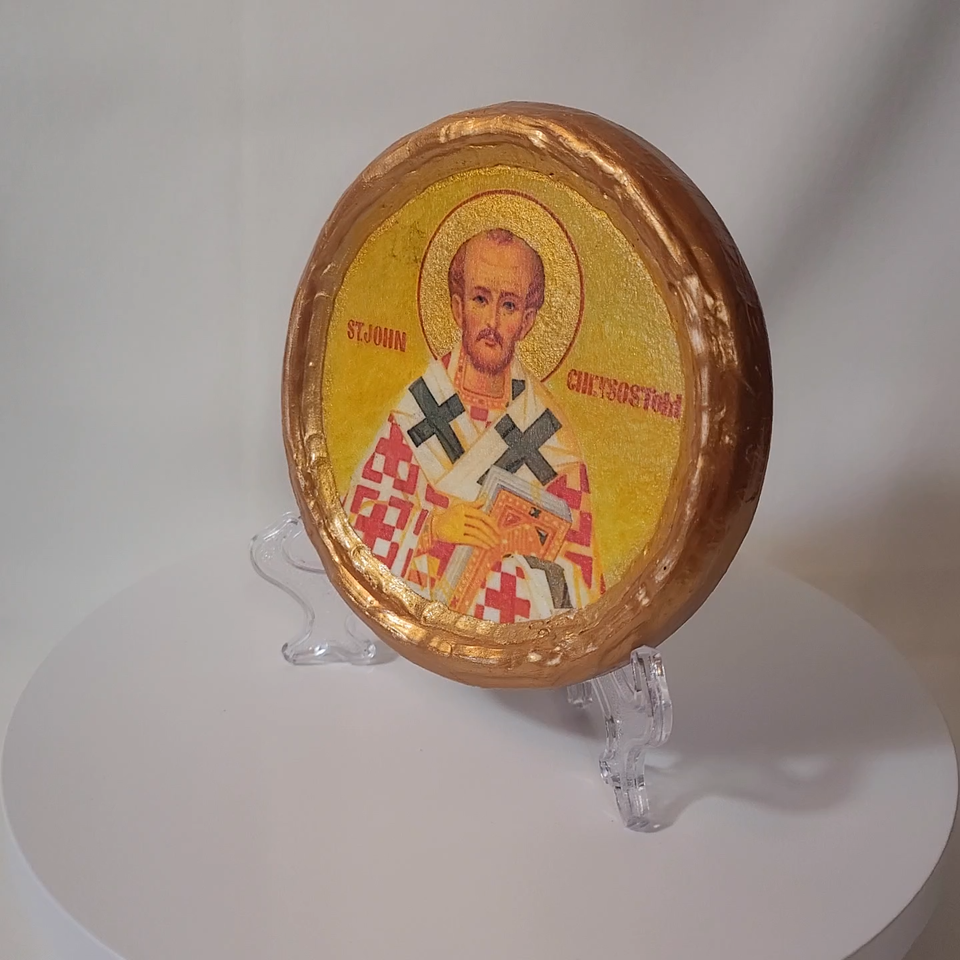 Saint John Crysostom Catholic & Byzantine Greek Orthodox Round Icon ...