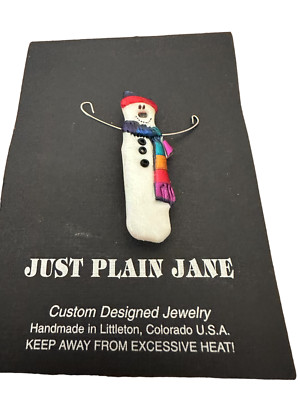 Just Plain Jane Pin Brooch- SNOWMAN- elongated- scarf wire arms ...