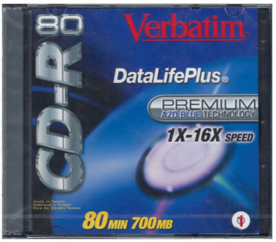 CD-R 80; Verbatim DataLifePlus Premium: 700 MB; 80 MIN 1X-16X Speed ...
