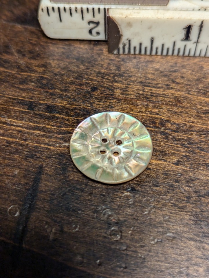 Mother of Pearl Hand-Carved Button Vintage 7/8" (4-Hole) Shell Textured ...