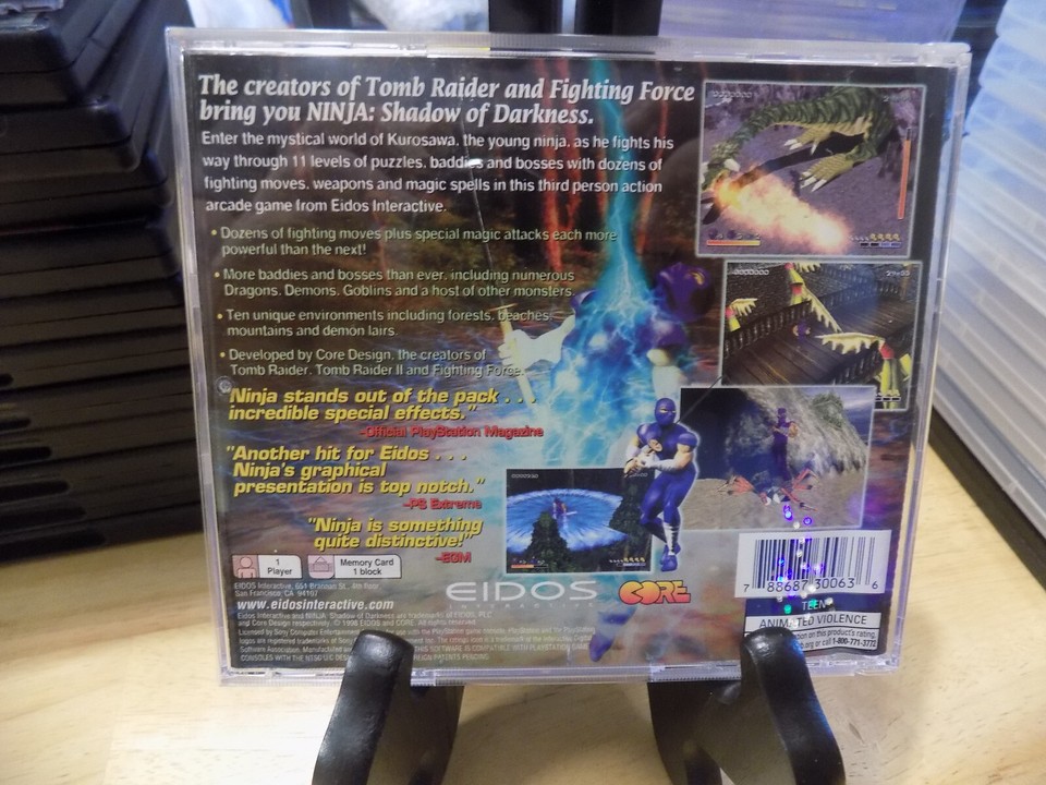 Ninja: Shadow of Darkness game disc + case PS1 (Sony PlayStation 1 ...