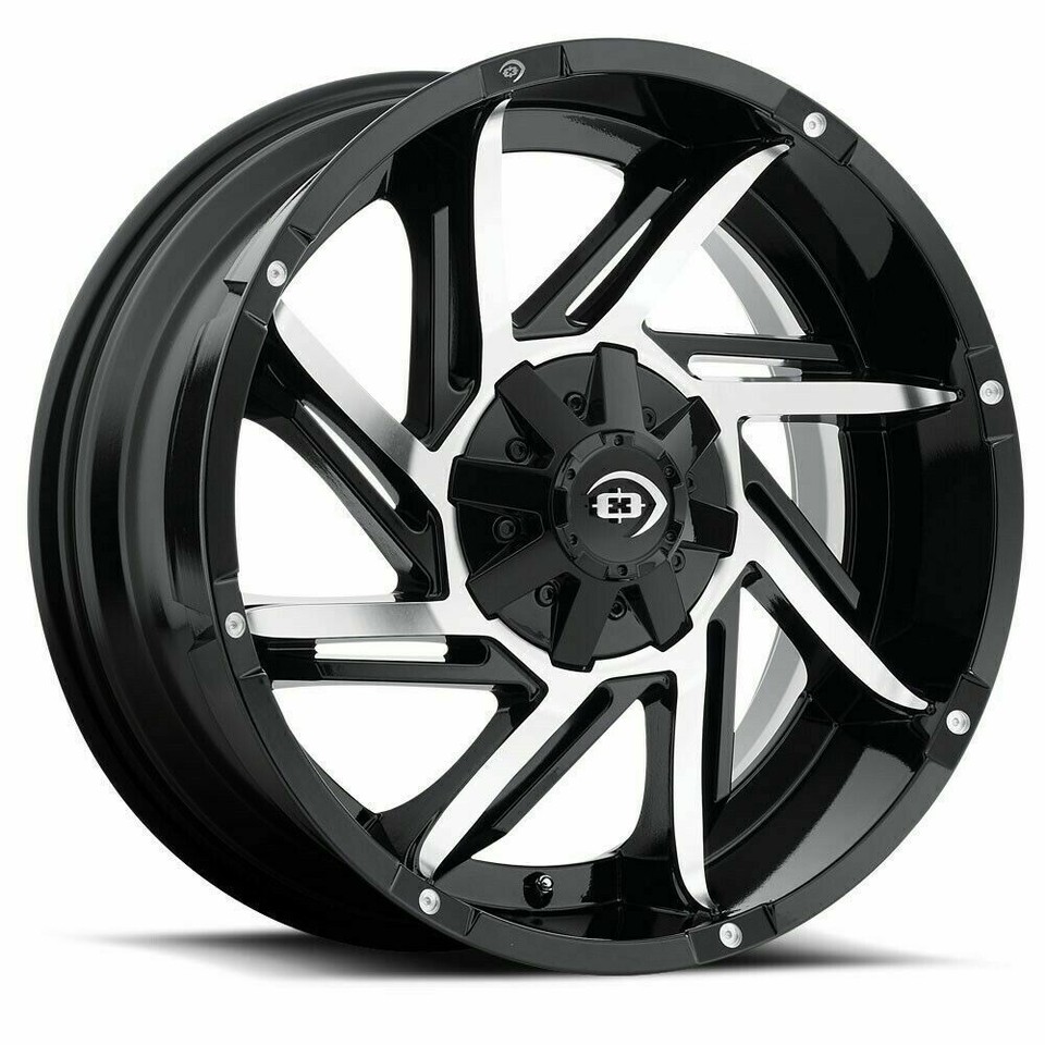 Set 4 17" Vision 422 Prowler Gloss Black Machined Face Wheels 17x9 6x5 ...