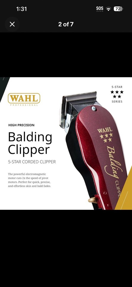 Wahl Professional Balding Clipper 5 Star Series with Accessories/Box ...