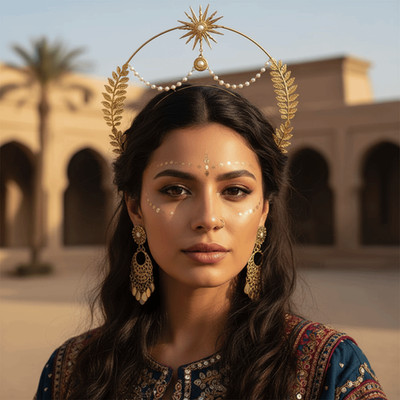 Gold Baroque Crown Star Tiara Headdress Fashion Halo Headband Hair ...