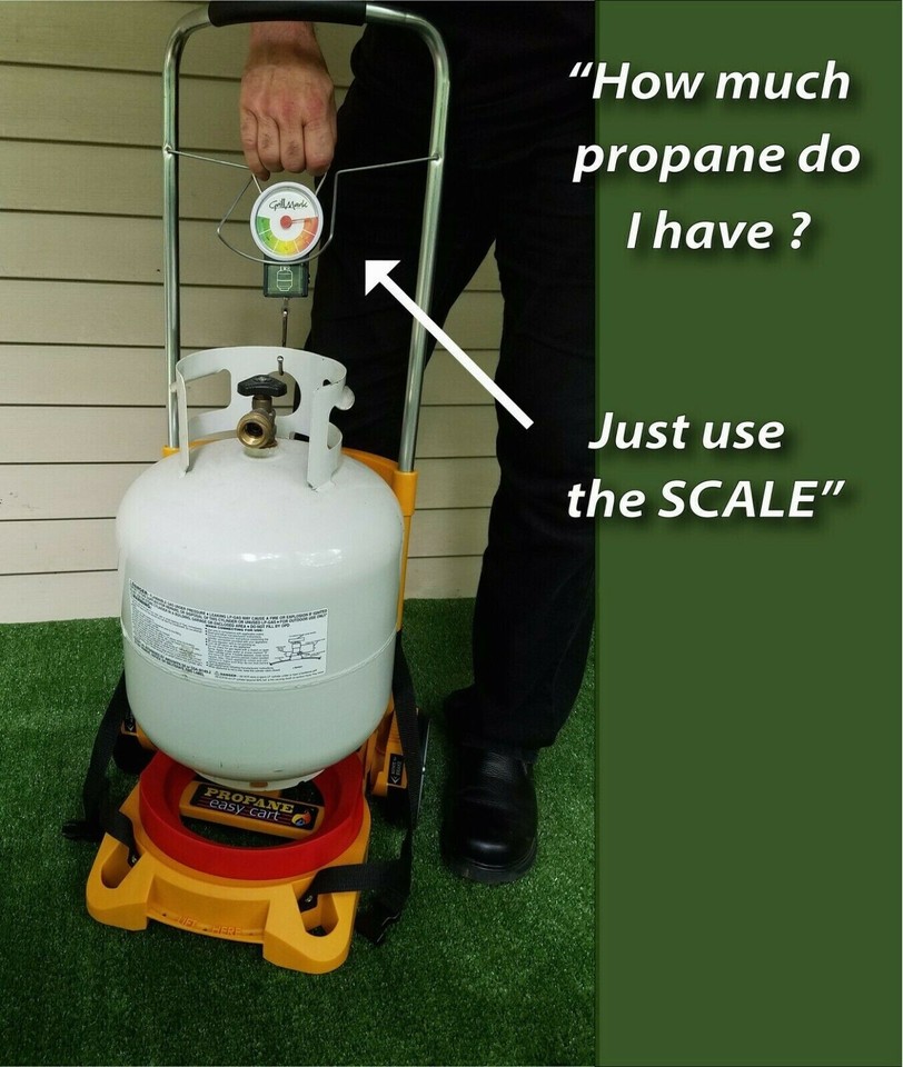 Propane Easy Cart Tank Carrier for BBQ grill w- 20 lb Scale Fuel Gauge ...