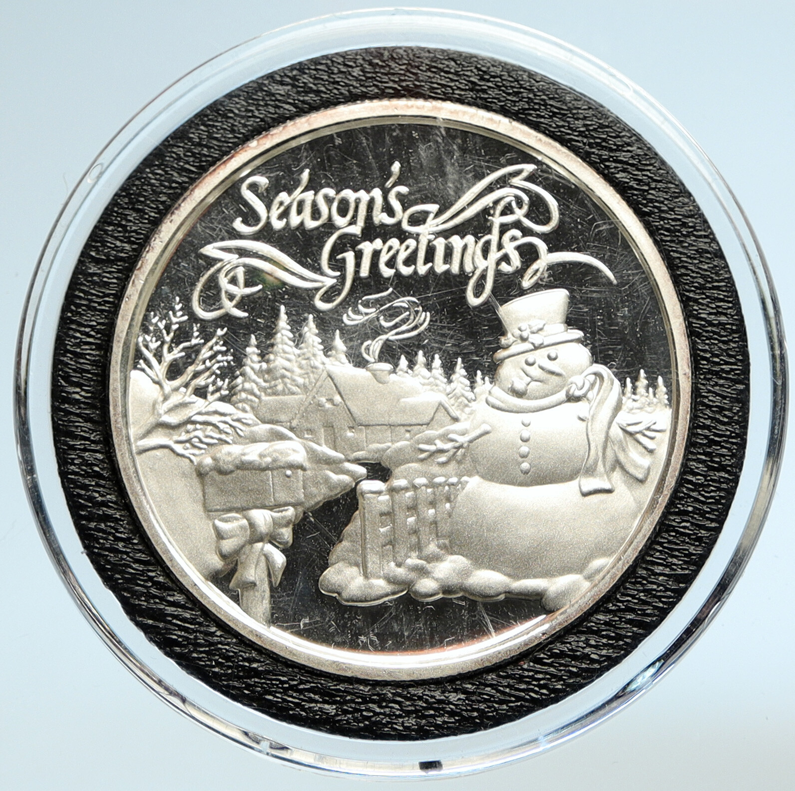 1996 USA United States SEASONS GREETINGS Snowmen 1 OZ Proof Silver ...
