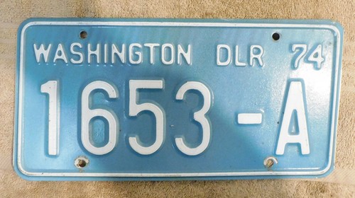 Vintage 1974 State of WASHINGTON DEALER LICENSE PLATE Collector ...