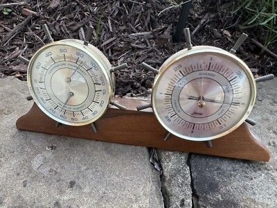 VINTAGE JASON EMPIRE SHIP WHEEL WEATHER BAROMETER, THERMOMETER ...