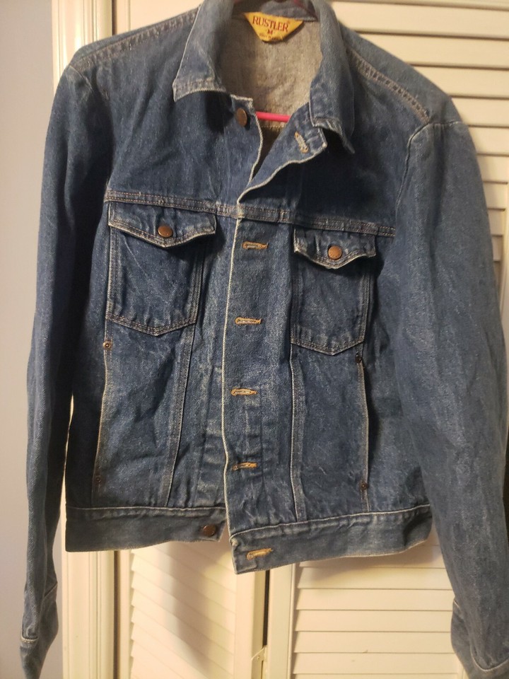 Vintage Rustler Denim Trucker Size Medium Dark Denim Jean Jacket | eBay
