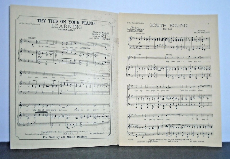 VINTAGE SHEET MUSIC - SOUTH BOUND by Frank Weldon featuring Arthur ...
