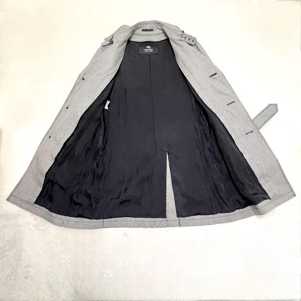 BURBERRY BLACK LABEL Trench Coat Luxurious Chic Houndstooth Shadow Logo Lining M | eBay