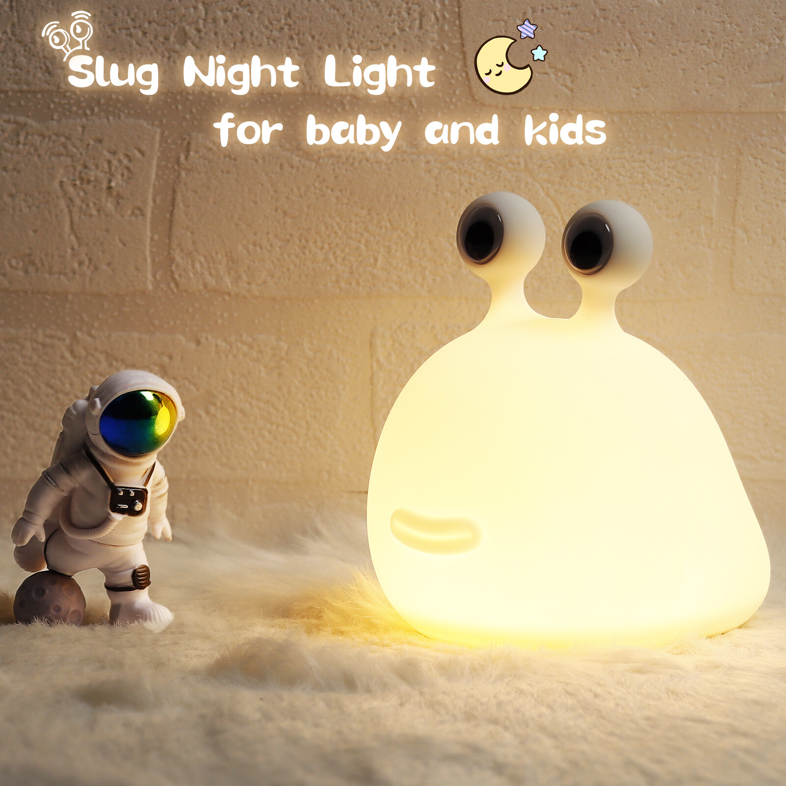 Soft Slug LED Night Light with Touch Control USB Rechargeable Bedside ...